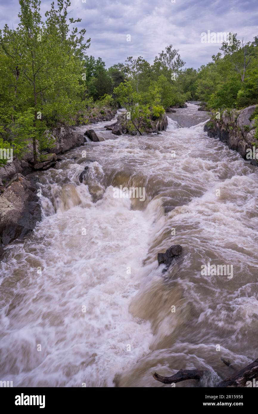 View of a waterfall (a sidearm of the Potomac River) along the Olmstead ...