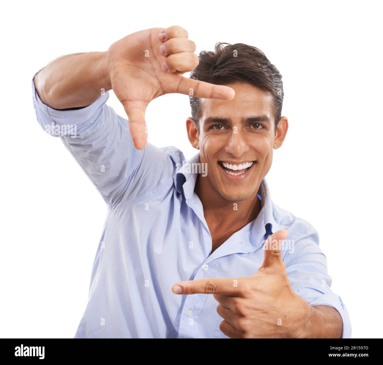 Fitting you into frame. Portrait of a handsome young man smiling and ...