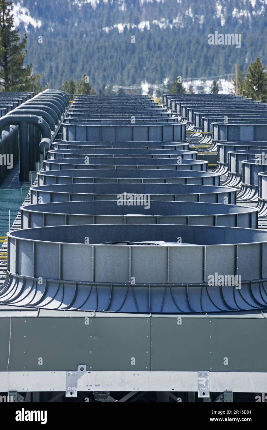 vertical image of cooling fans at geothermal electric power plant Stock ...