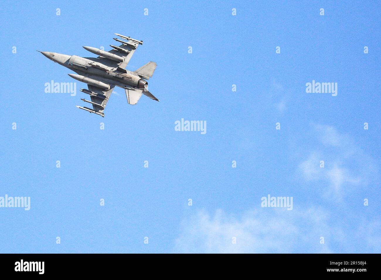 A Coalition Forces F-16 Fighting Falcon aircraft takes part in an ...