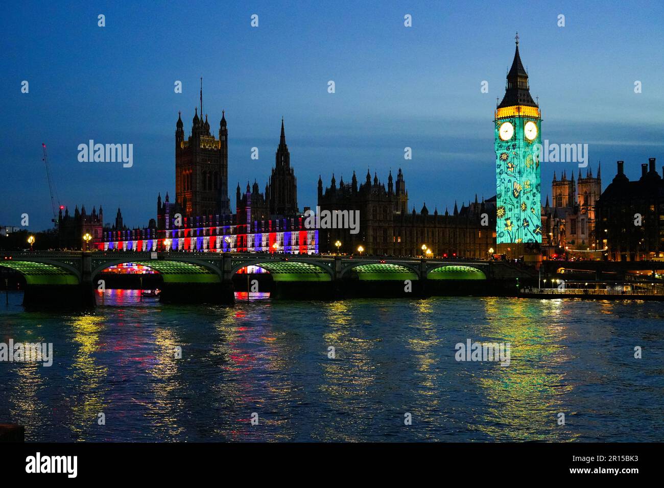 Projections on Big Ben in London to celebrate the Coronation of King ...