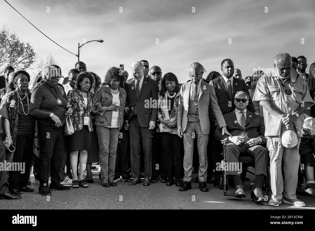 President Joe Biden pauses for a prayer led by Rev. Mark Thompson ...