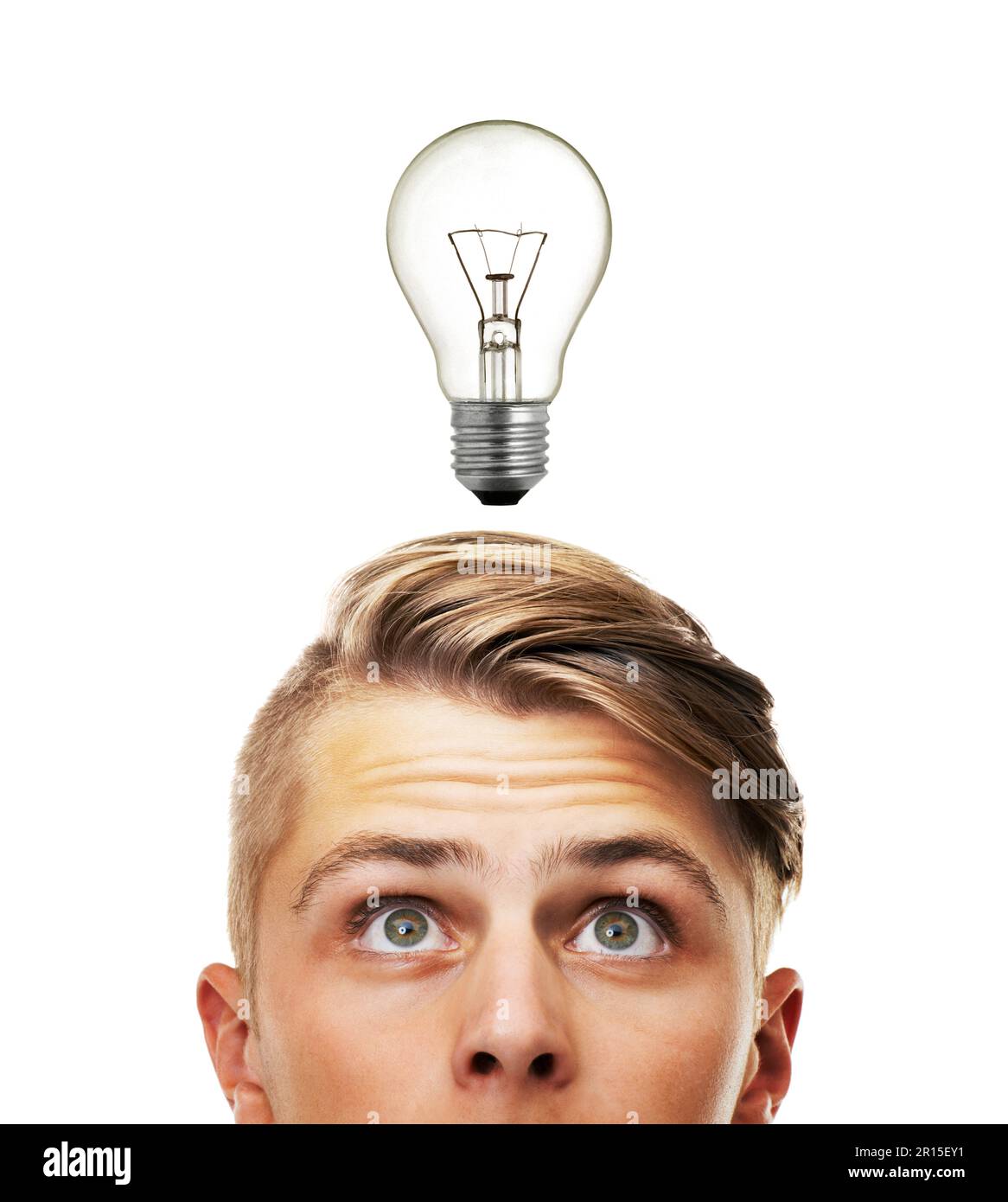 Man light bulb above head hi-res stock photography and images - Alamy