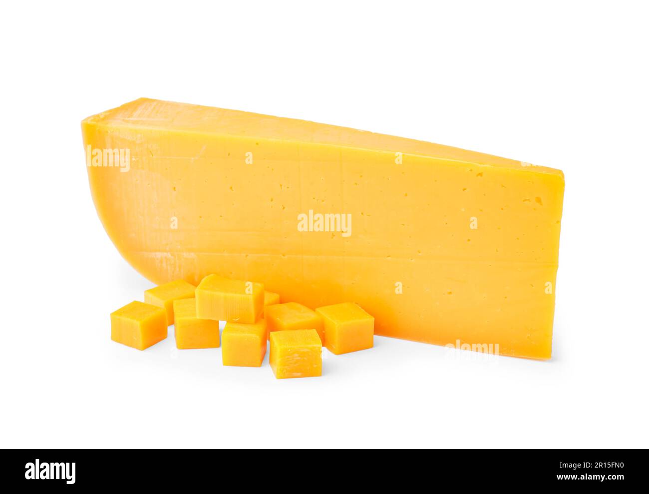 Pieces of tasty cheddar cheese on white background Stock Photo - Alamy