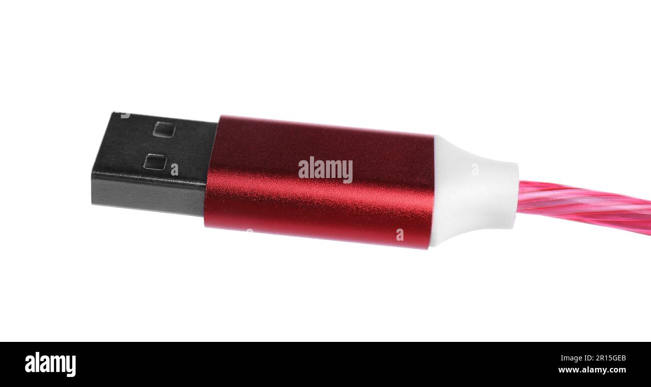 Type A connector of red USB cable isolated on white Stock Photo - Alamy