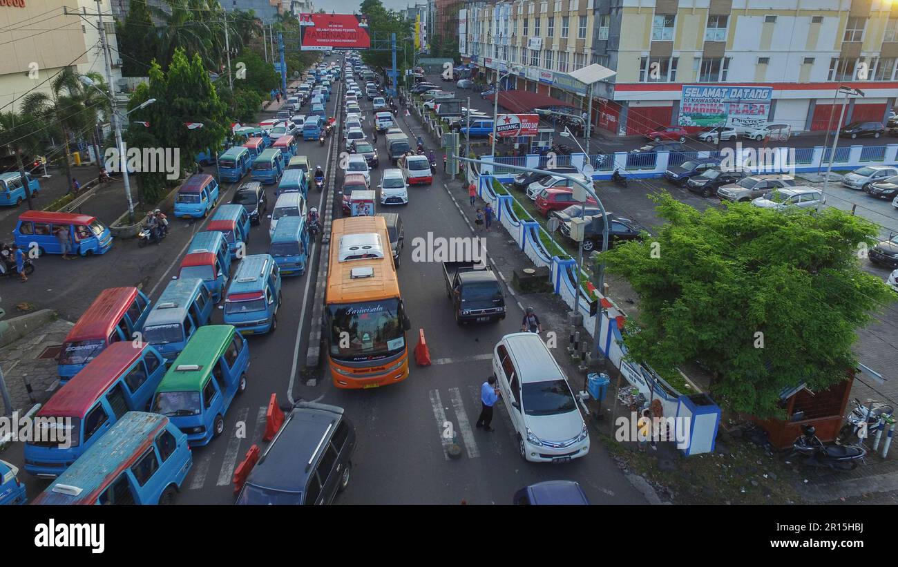 Aerial photo of the road situation in urban areas which is regretted by ...