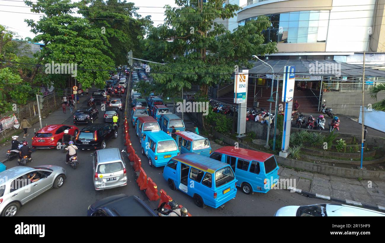 Aerial photo of a crossroads in the city, you can see the flow of ...