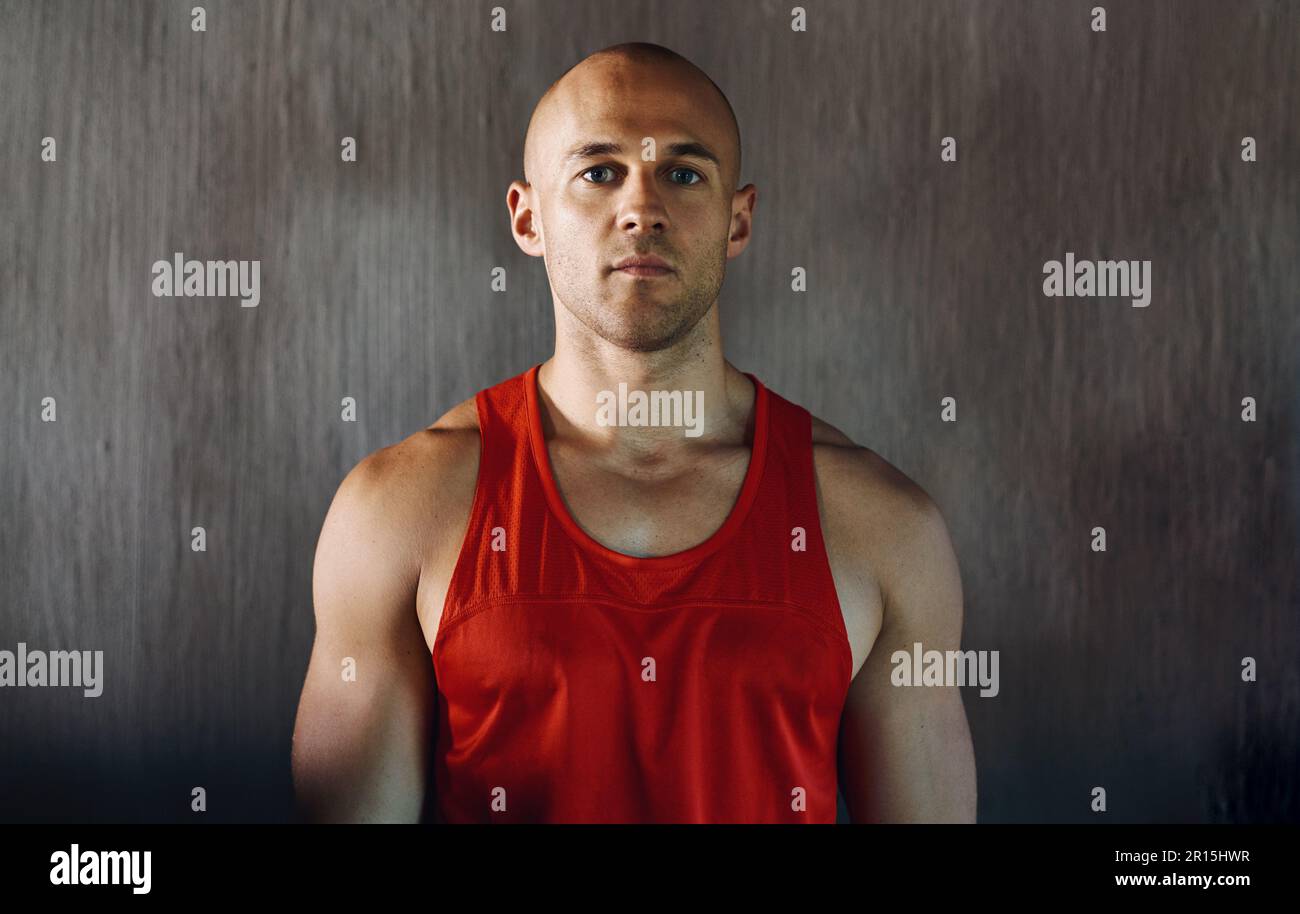 Workout, serious and portrait of man confident with determined mindset ...