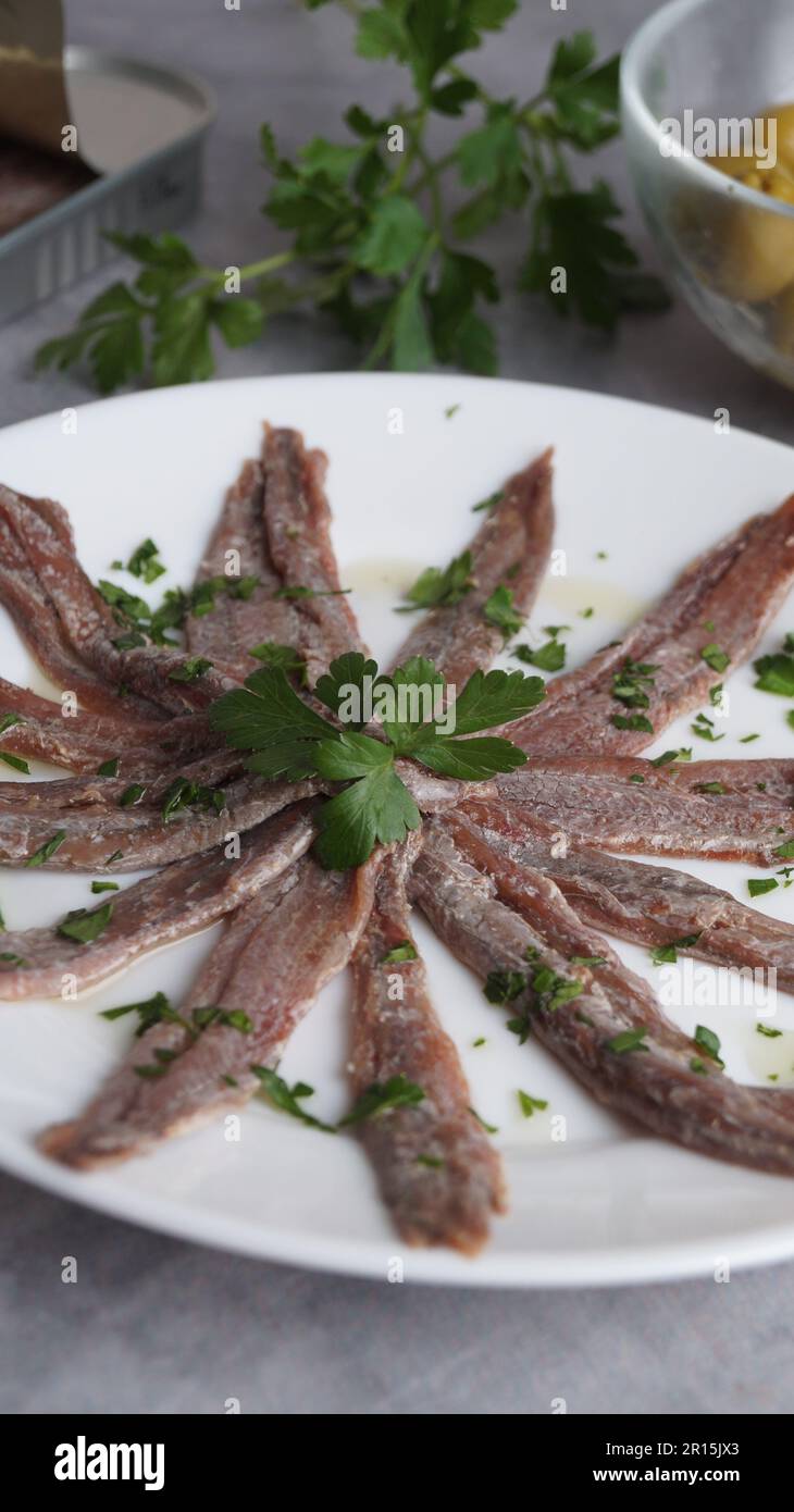 Salted anchovy fillets mediterranean hi-res stock photography and ...