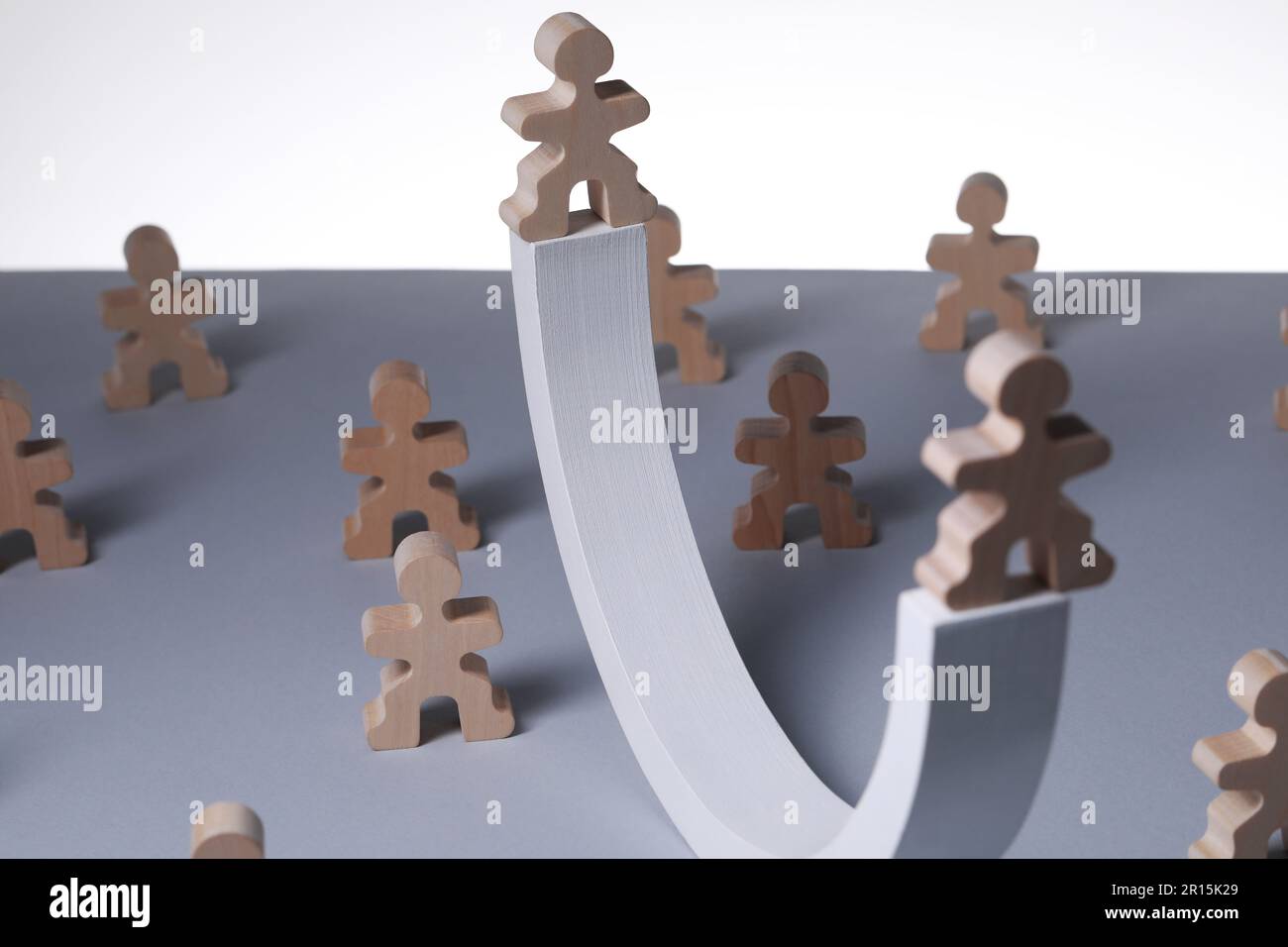 Recruitment process, job competition concept. Wooden human figures on ...