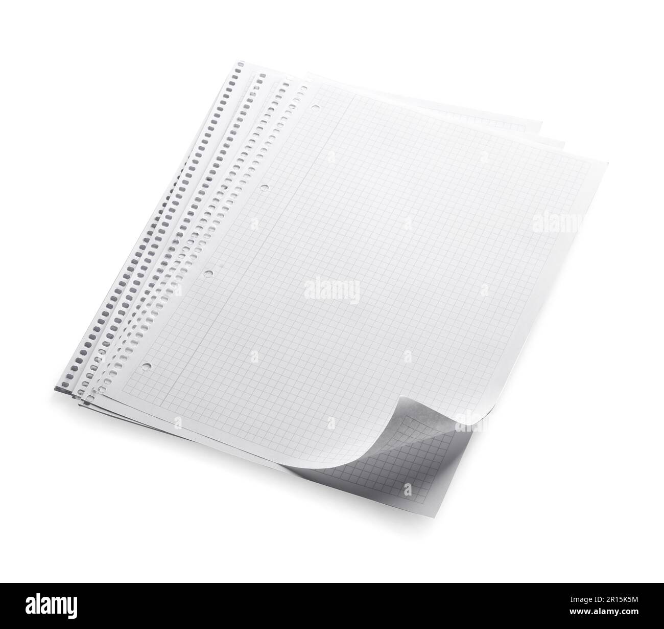 Stack of checkered paper sheets on white background Stock Photo - Alamy
