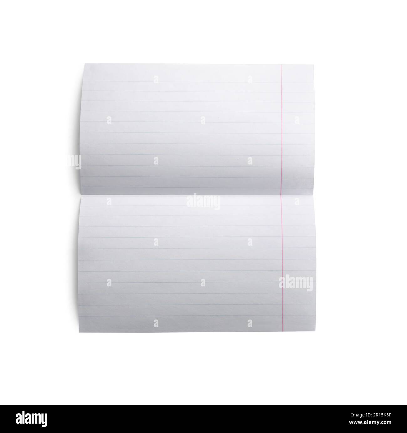 Lined sheet of paper with crease on white background, top view Stock ...