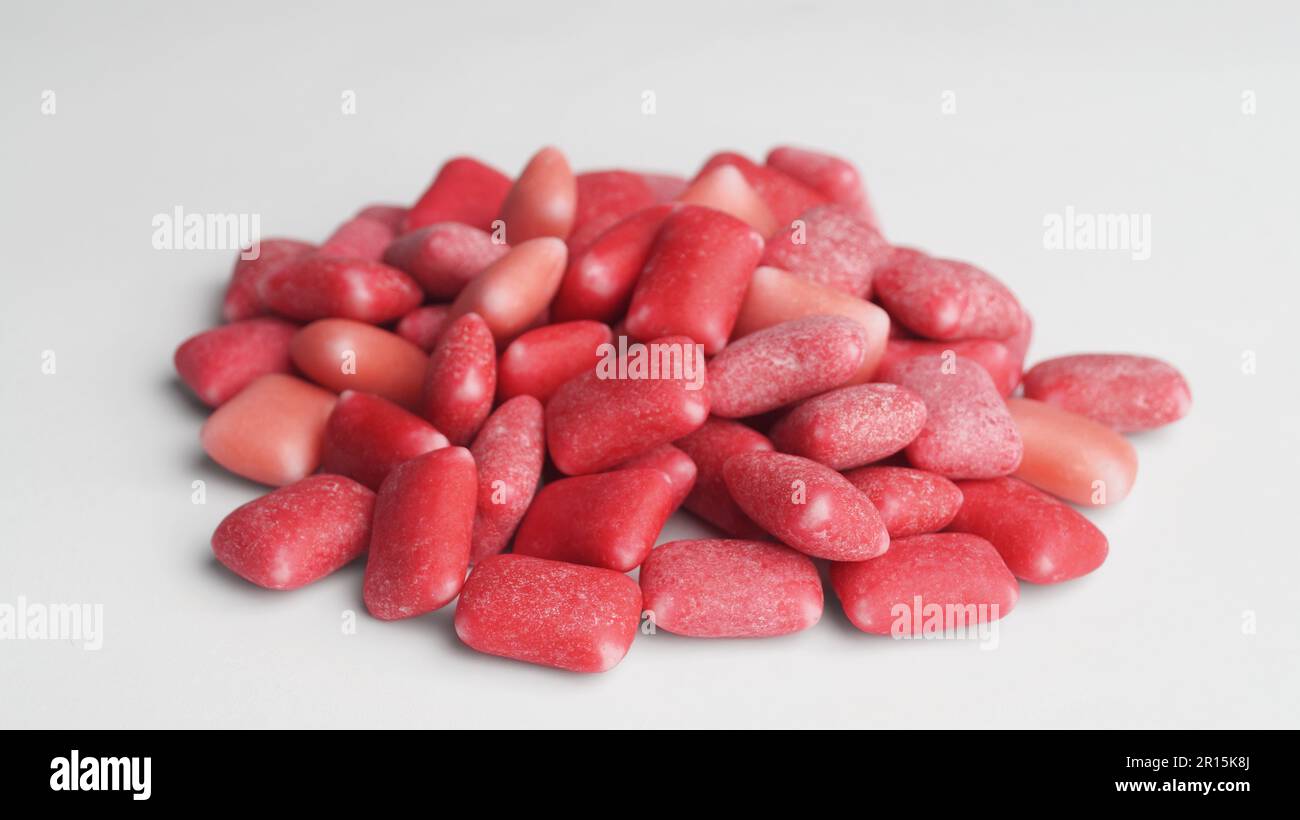 Pile of sweet chewing gums on white background Stock Photo - Alamy