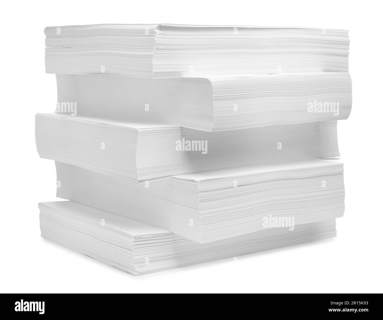 Stacks of paper sheets on white background Stock Photo - Alamy