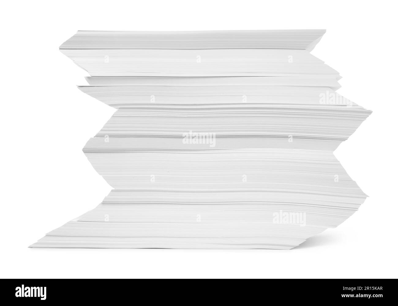 Pile of white paper sheets isolated Black and White Stock Photos ...
