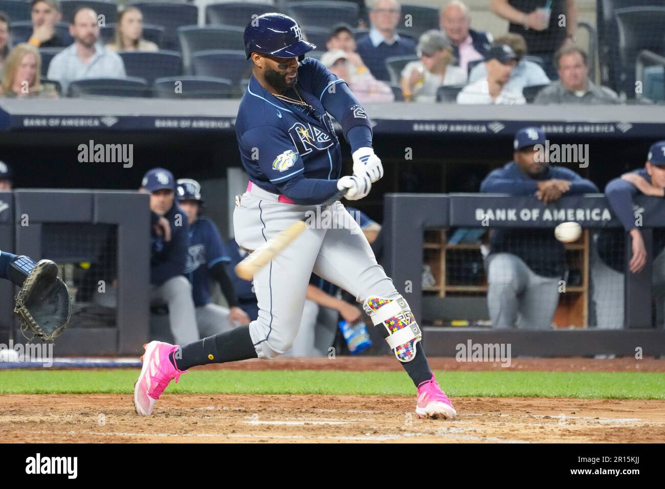Tampa Bay Rays' Yandy Diaz hits an hits an RBI double against the New ...