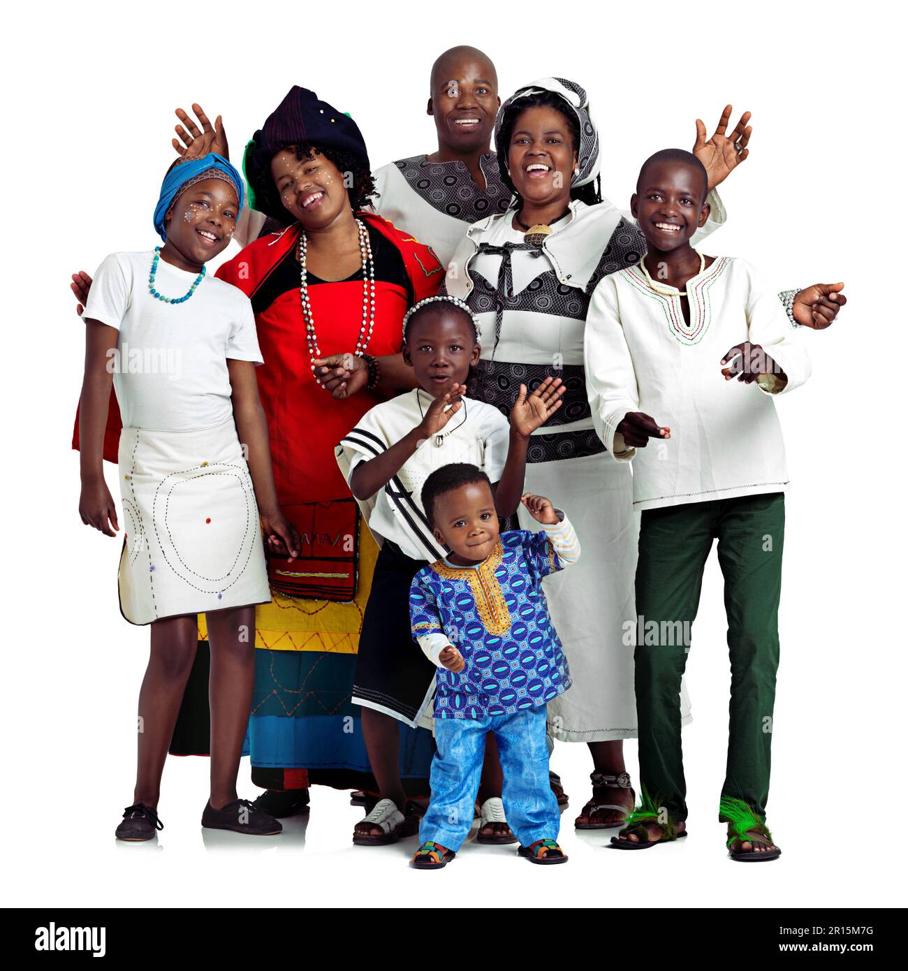 Family with music in their souls. Studio shot of a traditional african ...