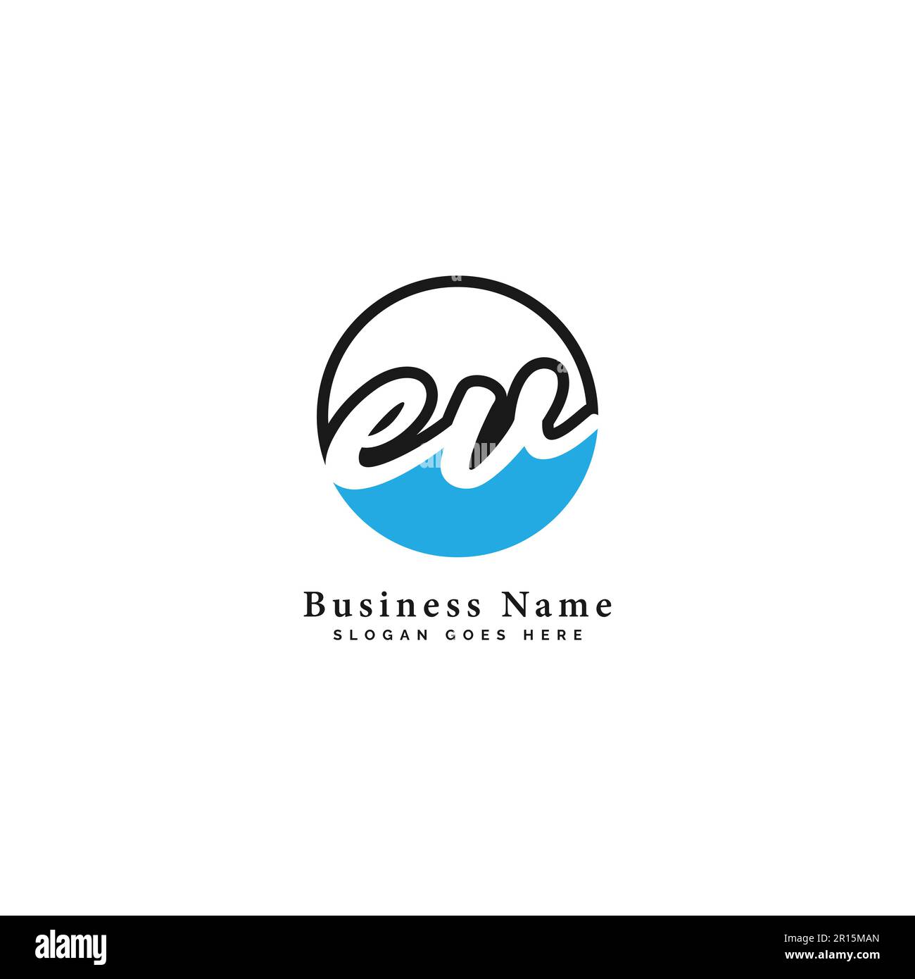 E V Ev Initial Letter Handwritten And Signature Vector Image Template In Round Shape Logo