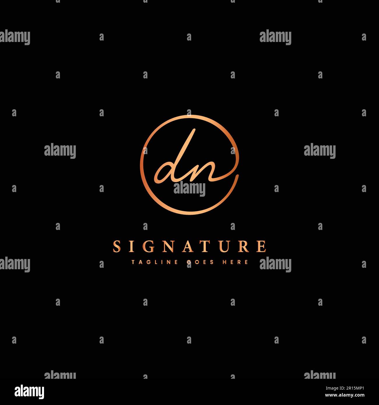 D, N, DN Initial letter handwritten and signature vector logo. Business template in round shape ...