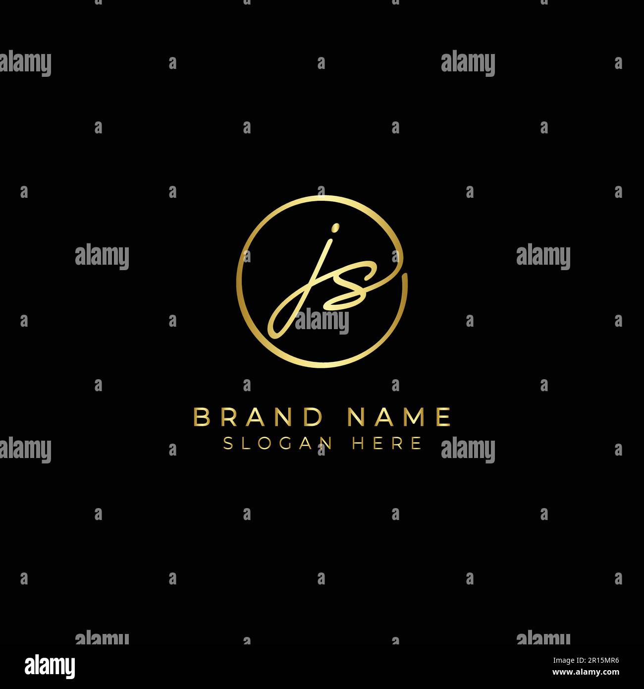 J, S, JS Initial letter handwritten and signature vector logo. Business template in round shape ...