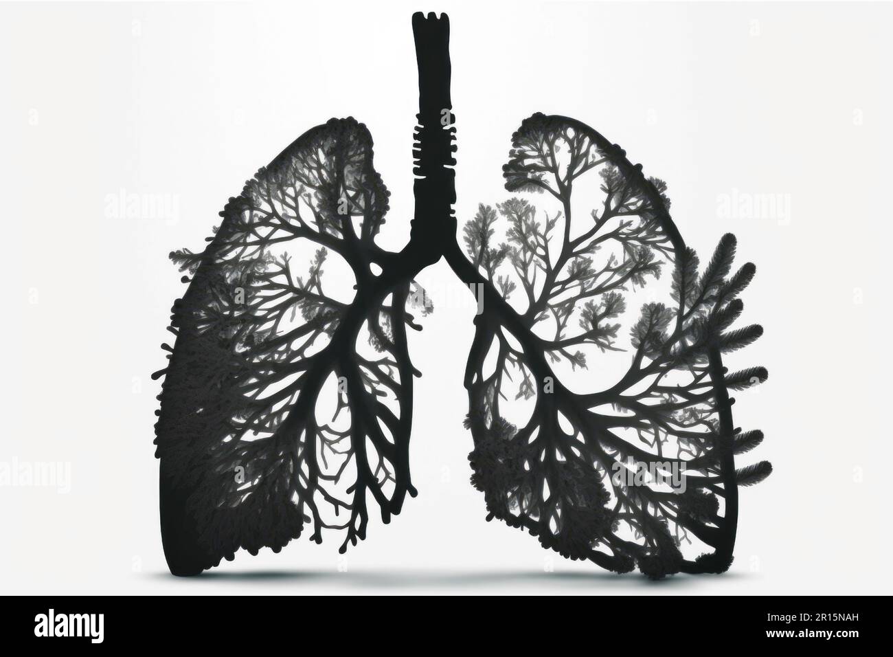 Lungs of a sick person from black leaves, sick destroyed. Sick ...