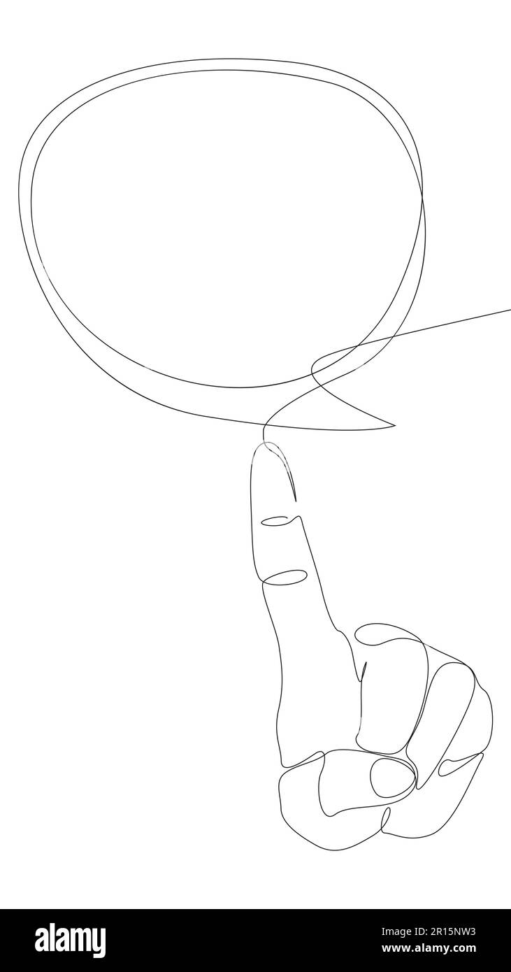 One continuous line of hand with speech bubble. Thin Line Illustration ...