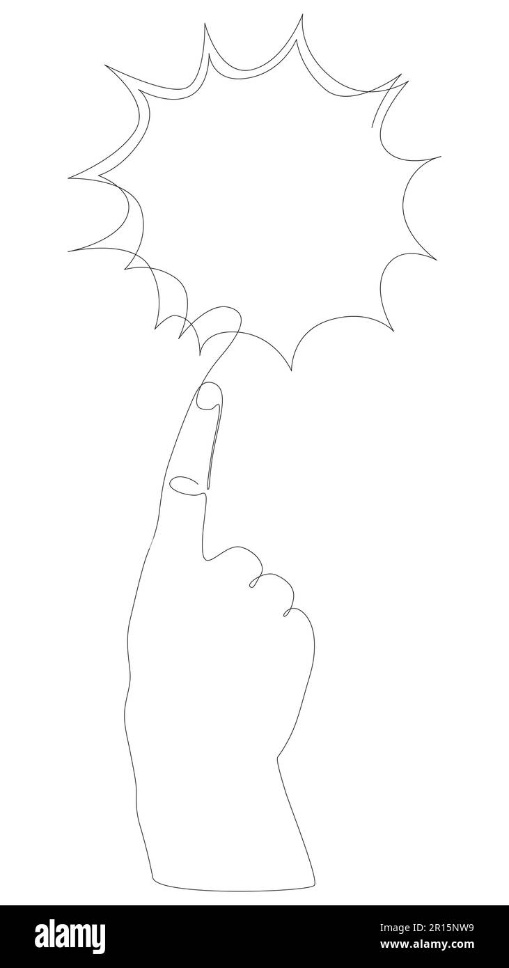 One continuous line of hand with speech bubble. Thin Line Illustration ...