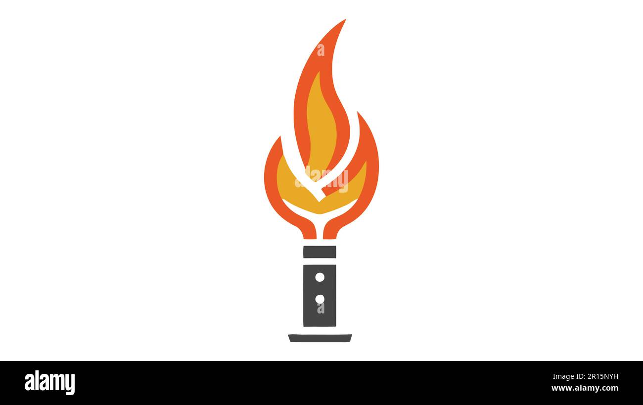 vector illustration of Torch icon isolated on white background. Fire ...