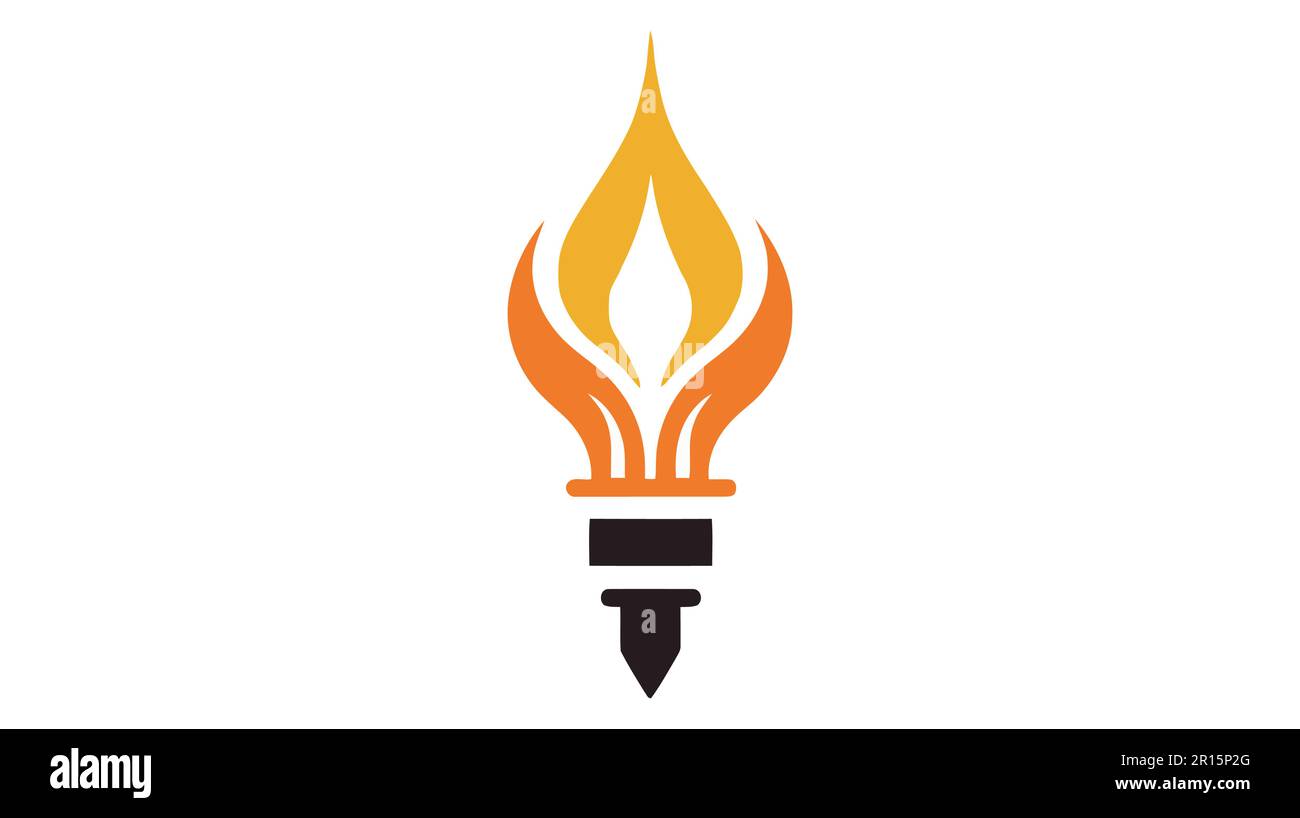 vector illustration of Torch icon isolated on white background. Fire ...
