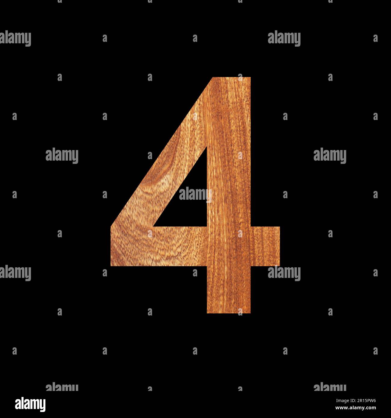 Number four - The 4 in oak wood. Black background Stock Photo - Alamy