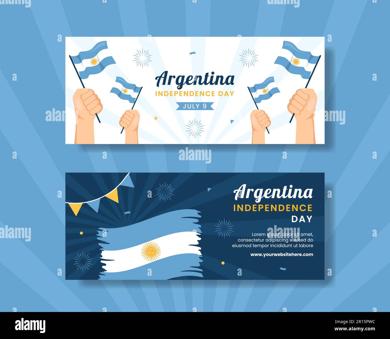 Argentina Independence Day Horizontal Banner Cartoon Hand Drawn ...