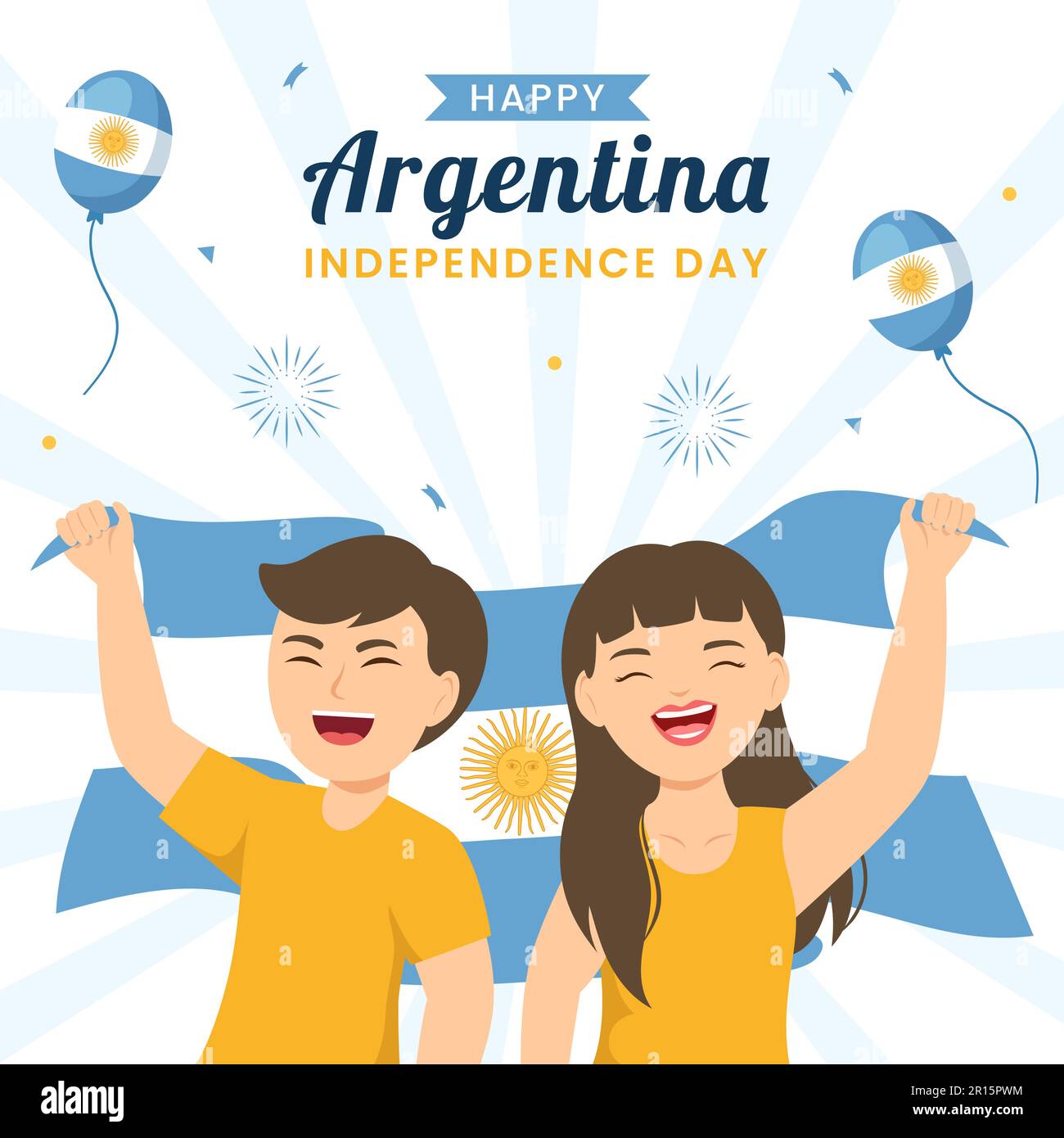 Argentina Independence Day Social Media Background Illustration Cartoon ...