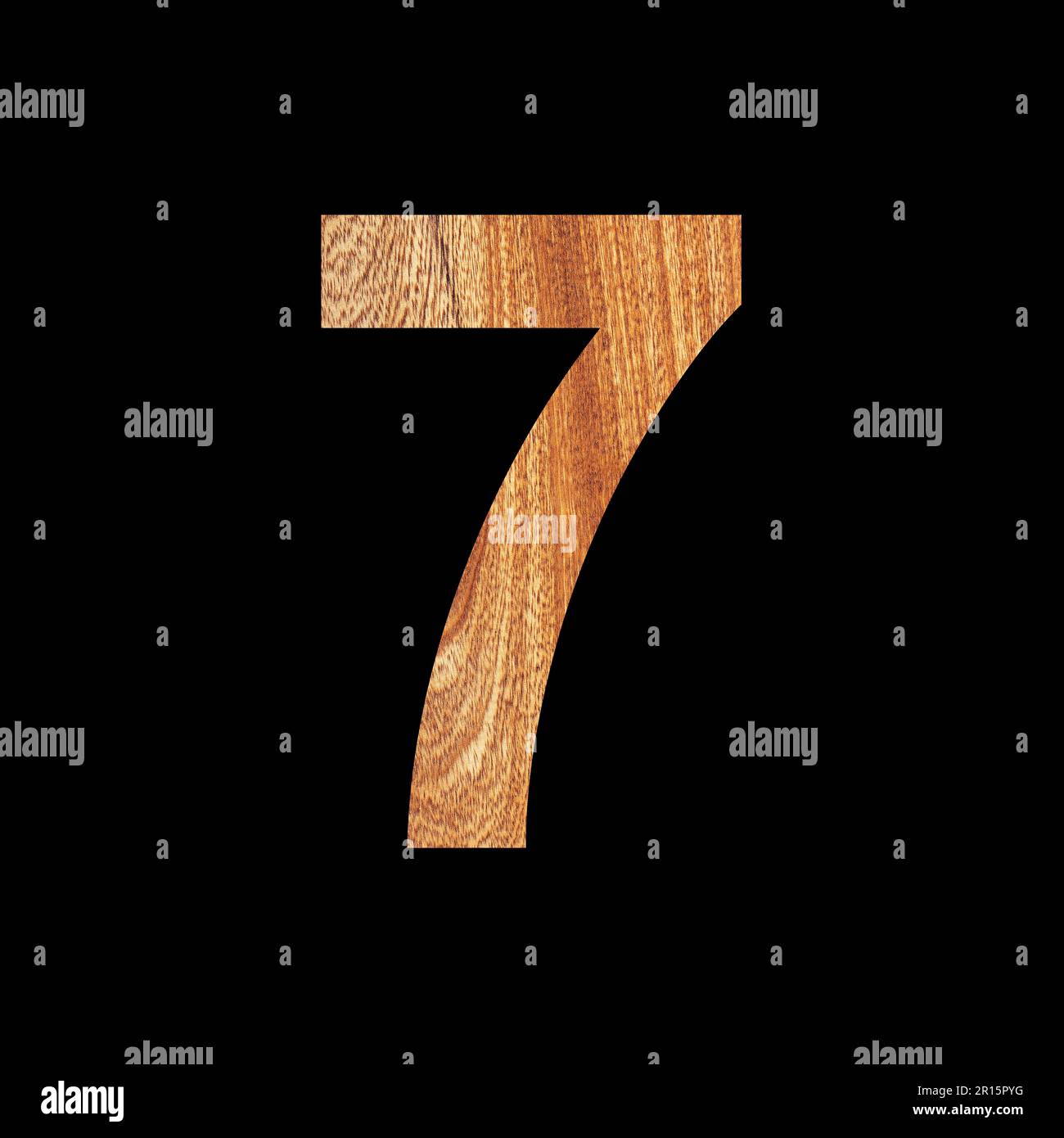 Number seven - The 7 in oak wood. Black background Stock Photo - Alamy