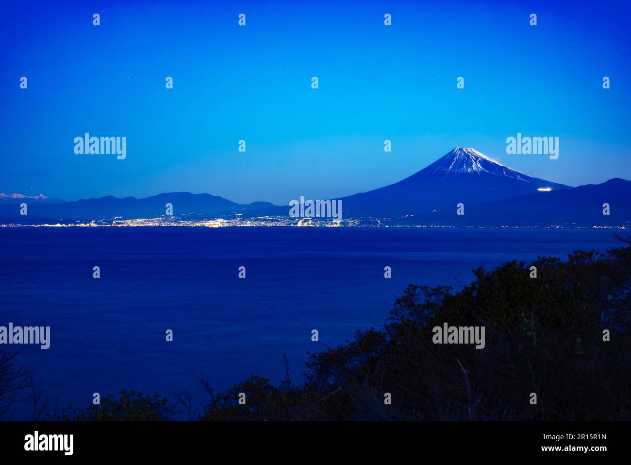 A dawn landscape of Mt Fuji near Suruga coast in Shizuoka Stock Photo ...