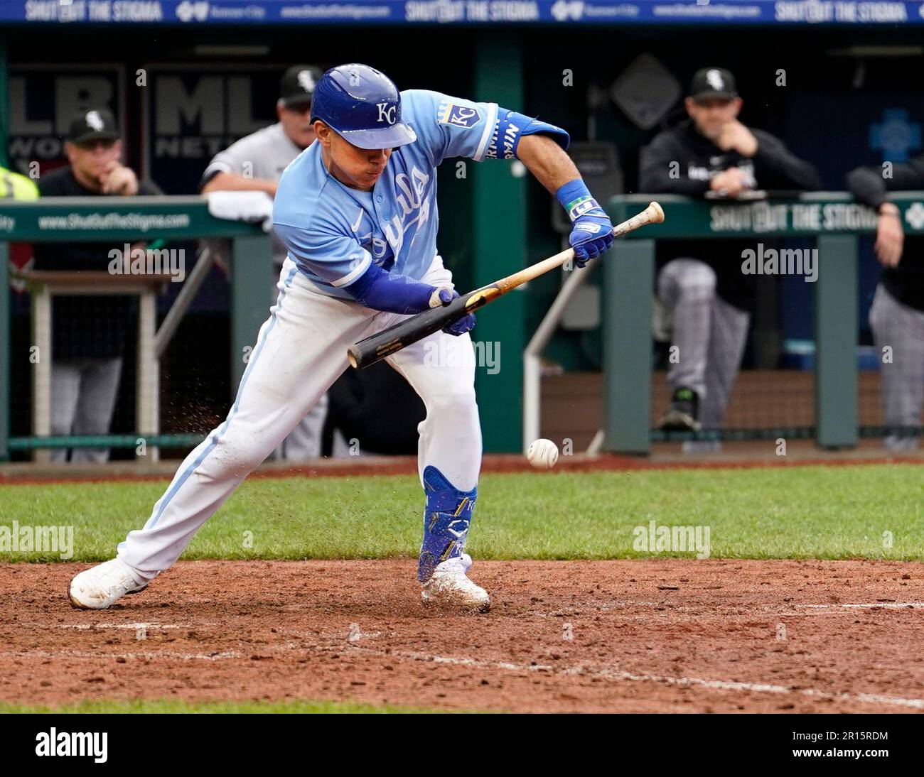 Kansas City, US, MAY 11, 2023: Kansas City Royals catcher Freddy Fermin ...