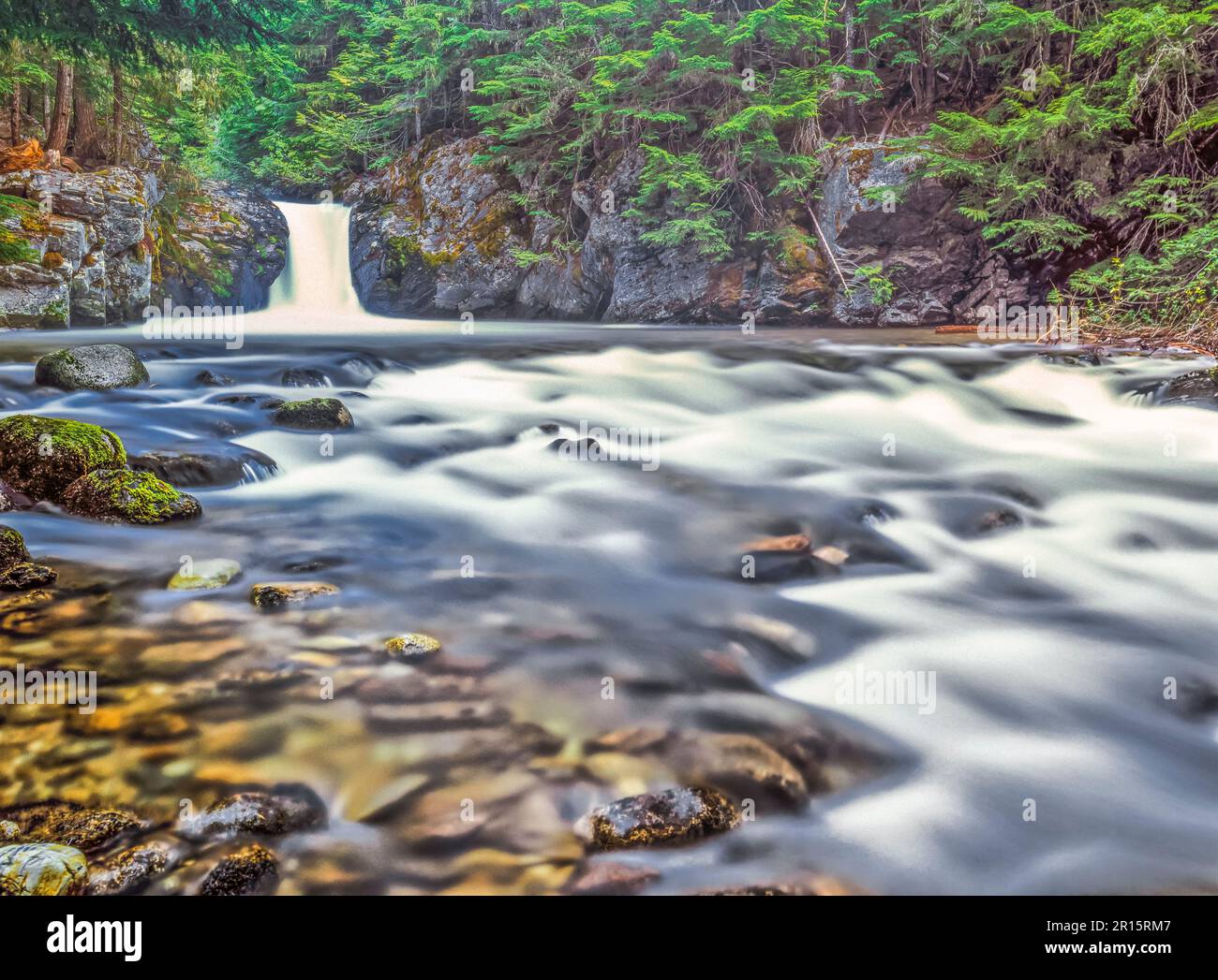 rapids below a waterfall on granite creek in the cabinet mountains ...