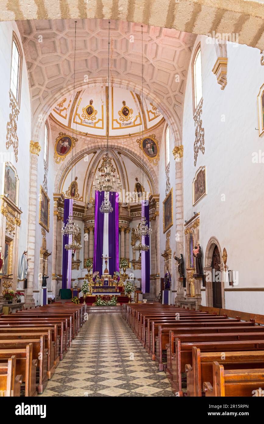 inside historic saint francis of assisi temple in morelia michoacan ...