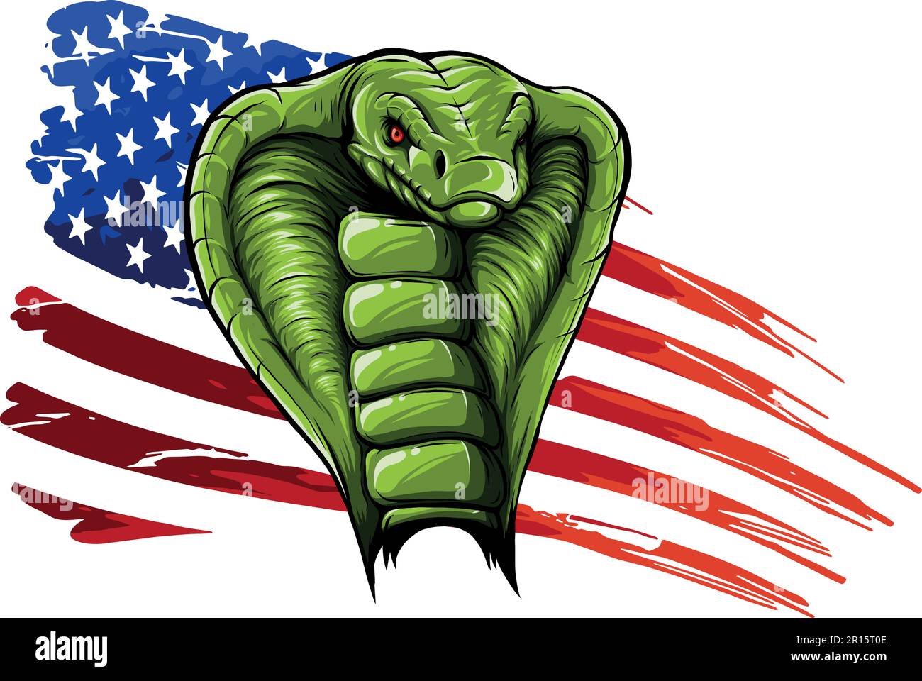 Cobra snake mascot with american flag on white background Stock Vector ...