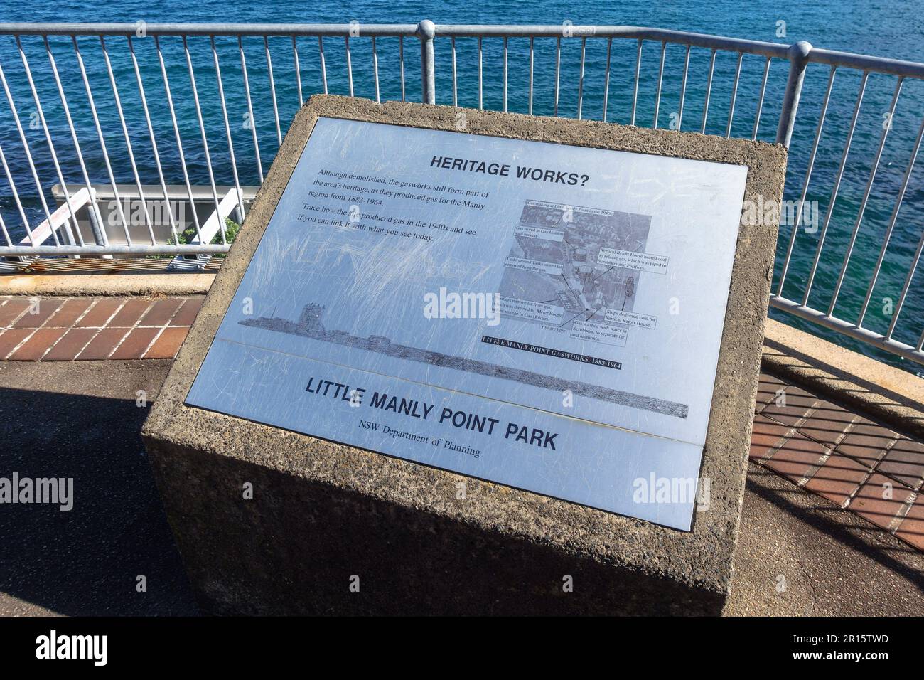 A historical sign at Little Manly Point Park in Sydney Harbour Stock ...