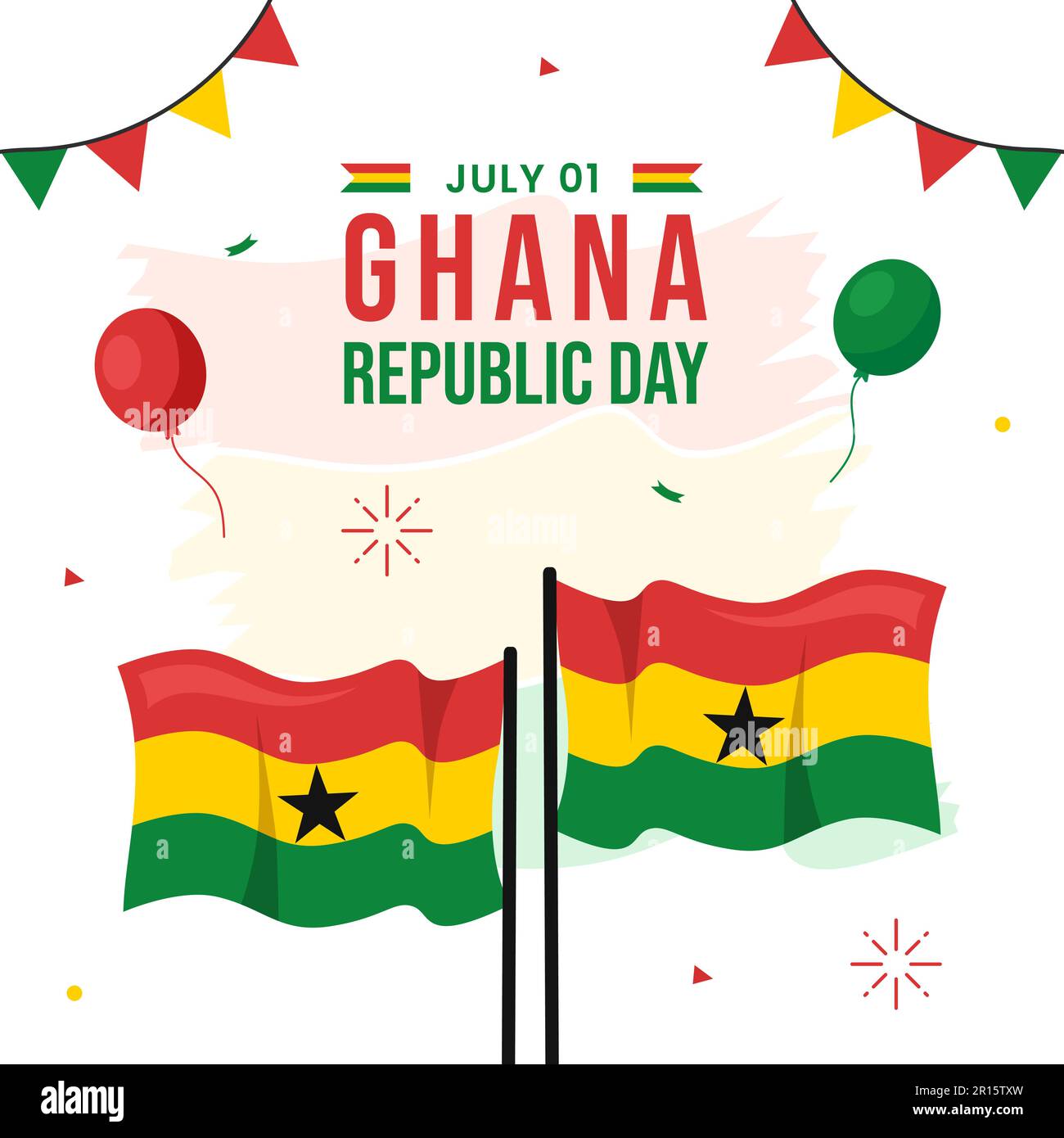 Ghana Republic Day Social Media Background Illustration Cartoon Hand ...