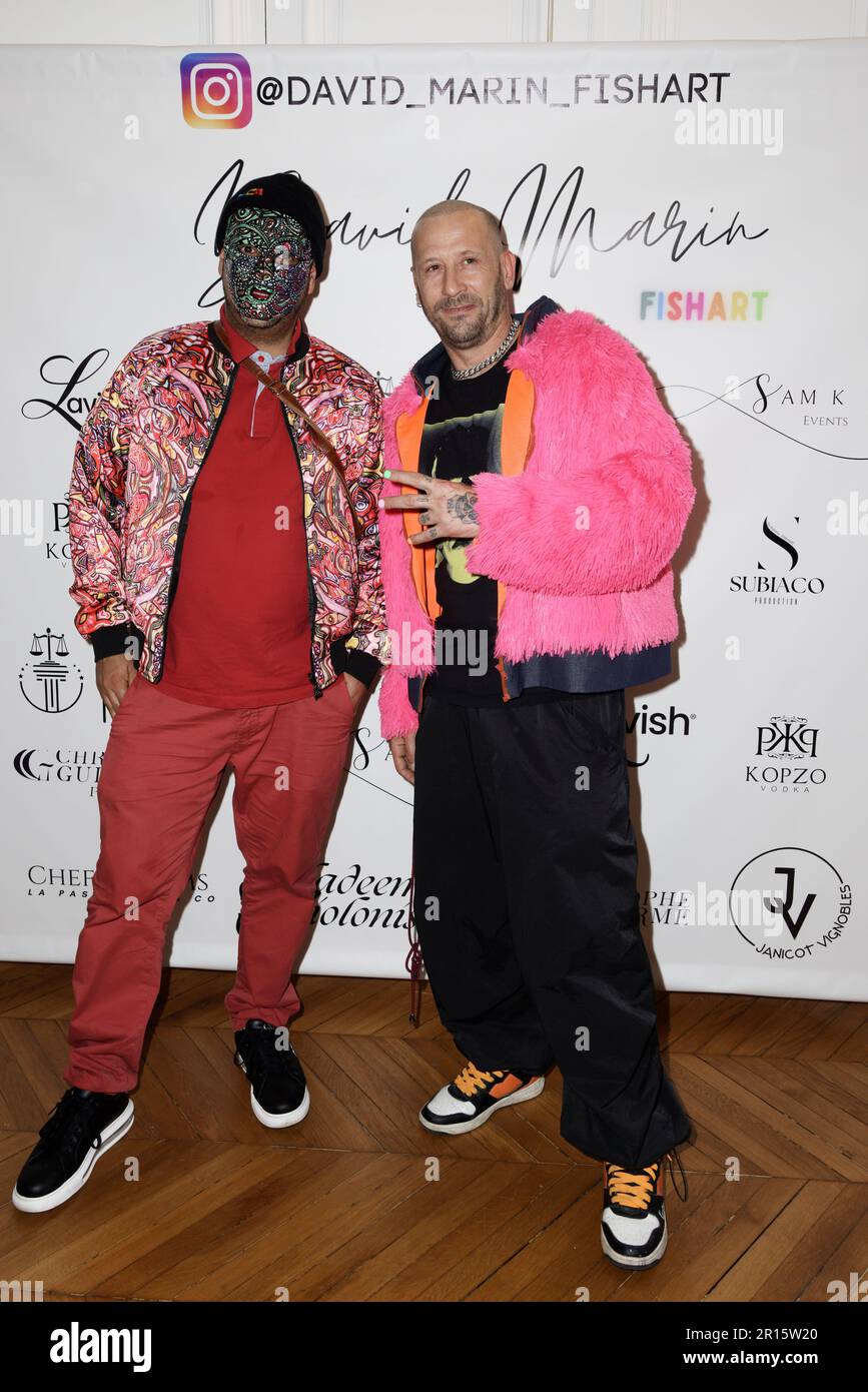 Paris, France. 11th May, 2023. Artist Den End and David Marin attend at ...