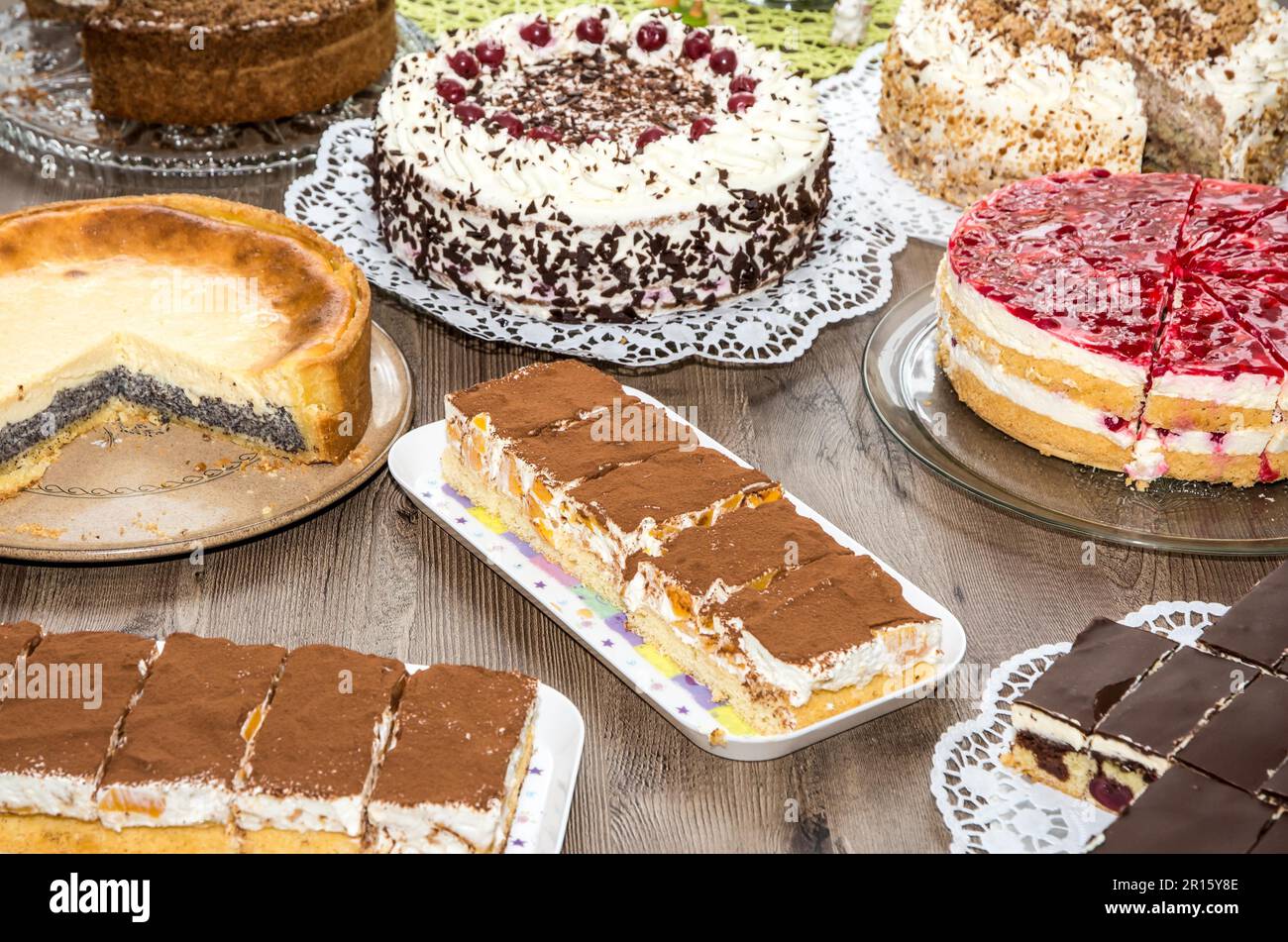 Cake buffet for a birthday party Stock Photo - Alamy