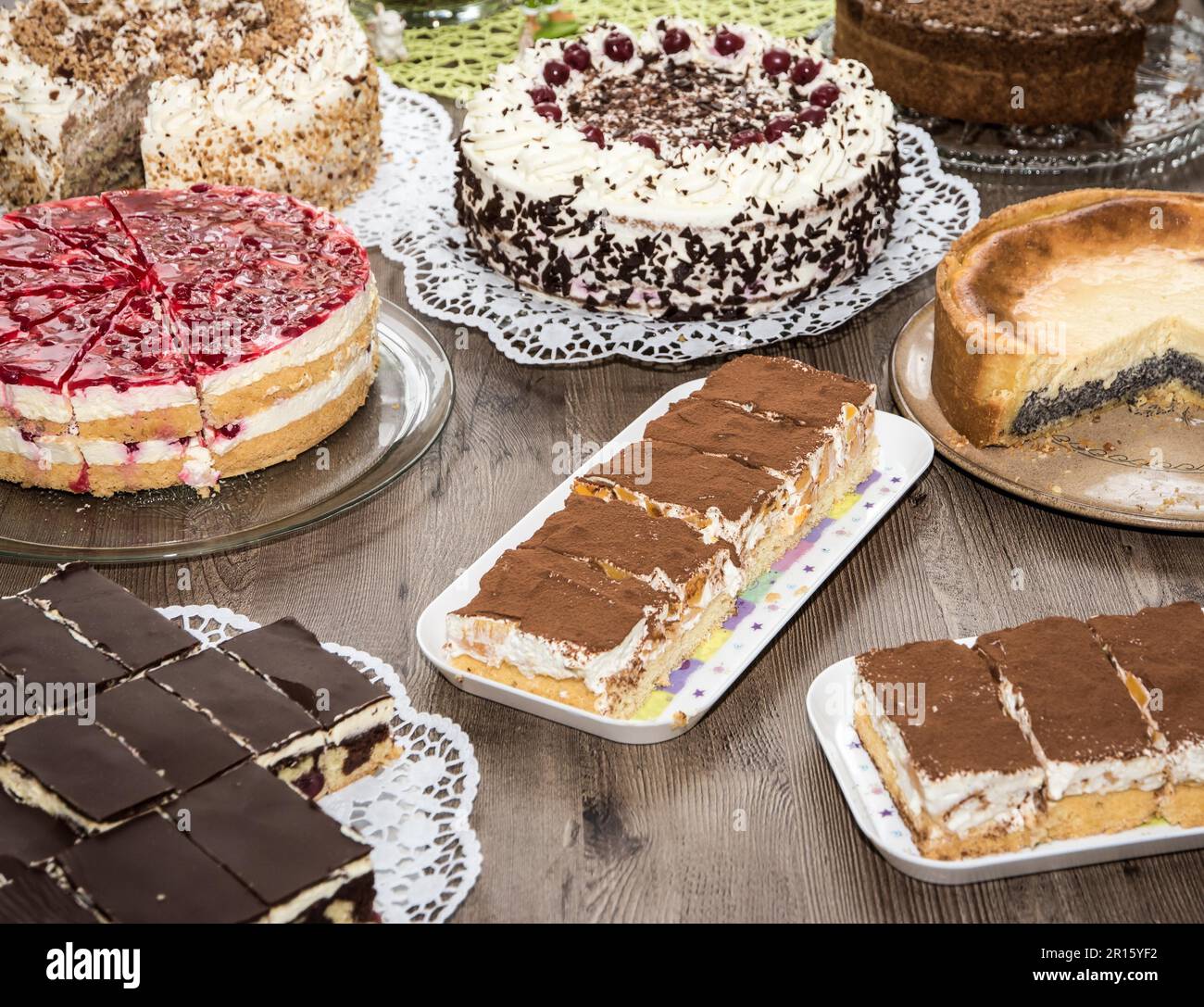 Cake buffet for a birthday party Stock Photo - Alamy
