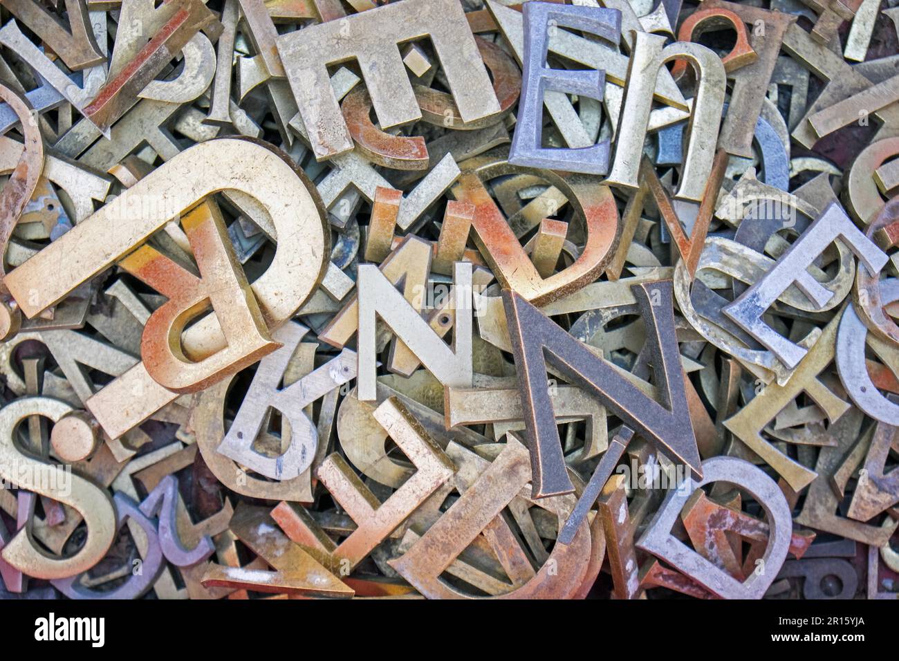 A heap of different letters made of iron Stock Photo - Alamy