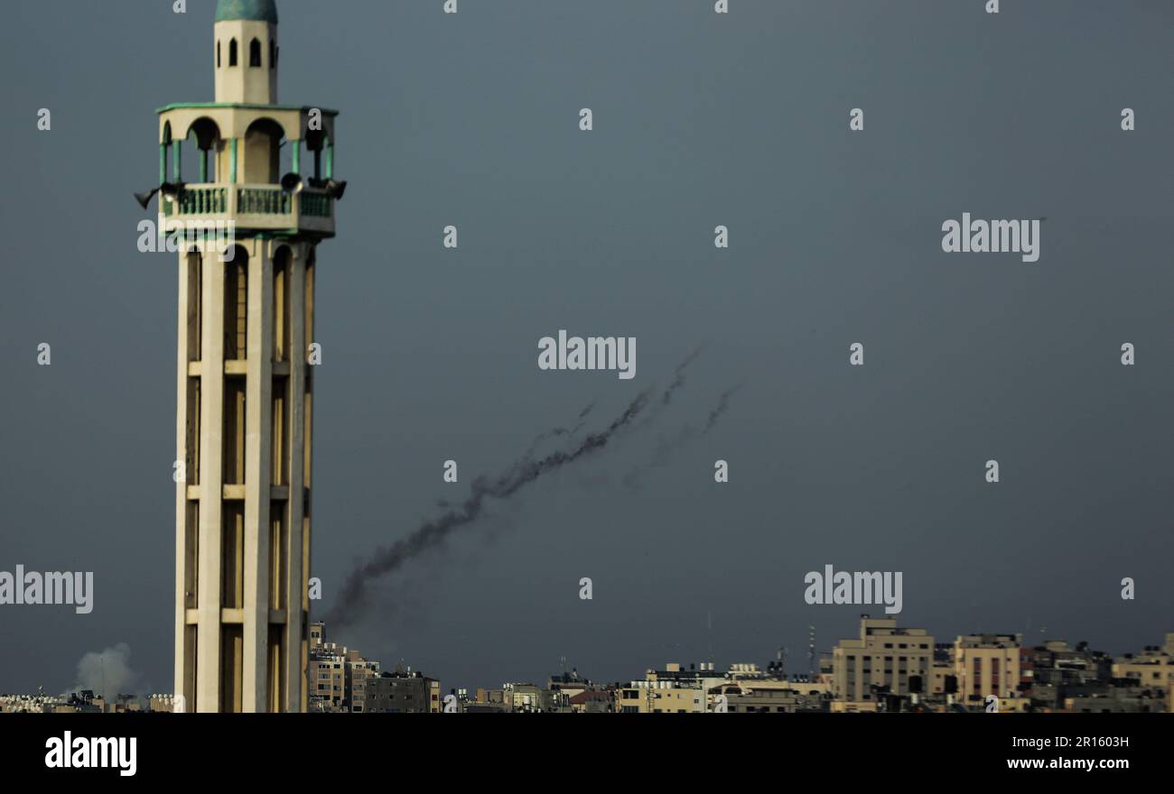 Gaza, Palestine. 11th May, 2023. Rockets are fired by fighters of the ...
