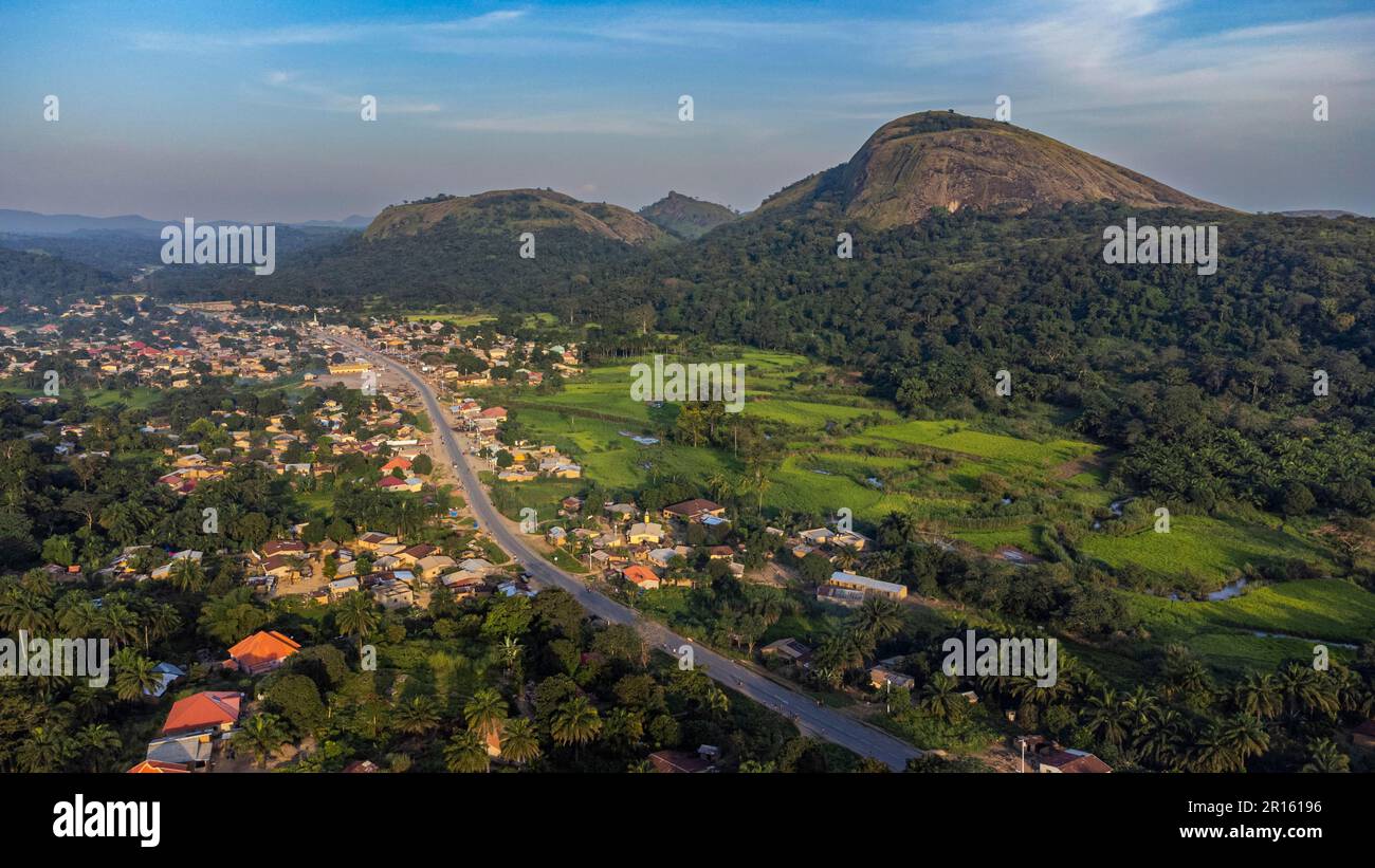 Aerial of the granite mountains in Central Guinea Stock Photo - Alamy