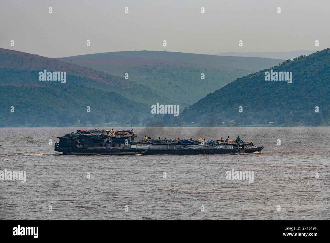 Overloaded riverboat on the Congo river, DR Congo Stock Photo - Alamy