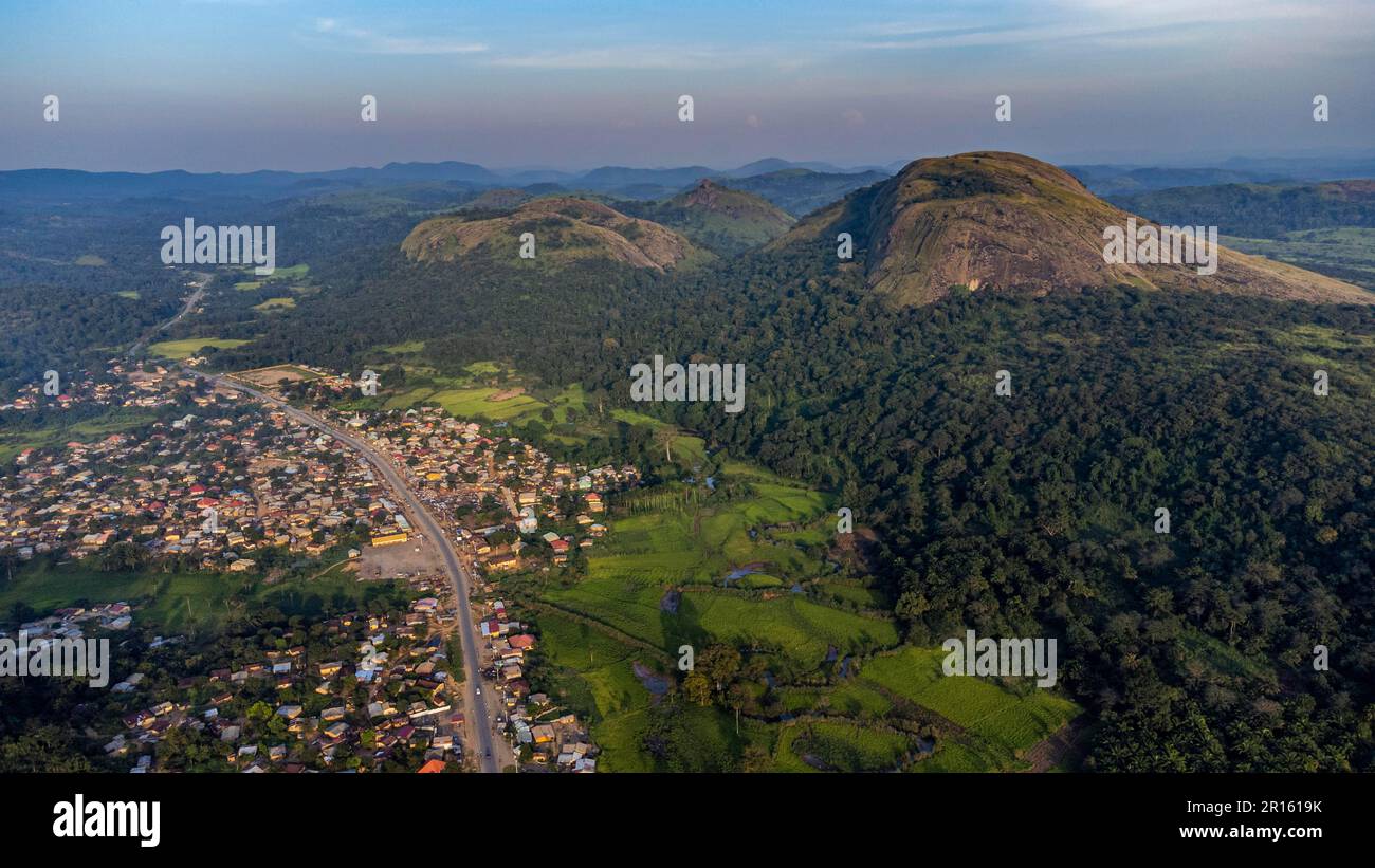 Aerial of the granite mountains in Central Guinea Stock Photo - Alamy