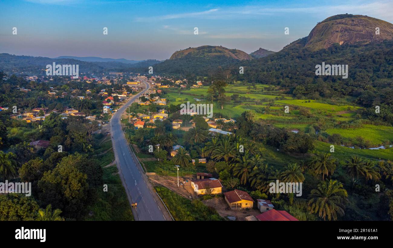 Aerial of the granite mountains in Central Guinea Stock Photo - Alamy