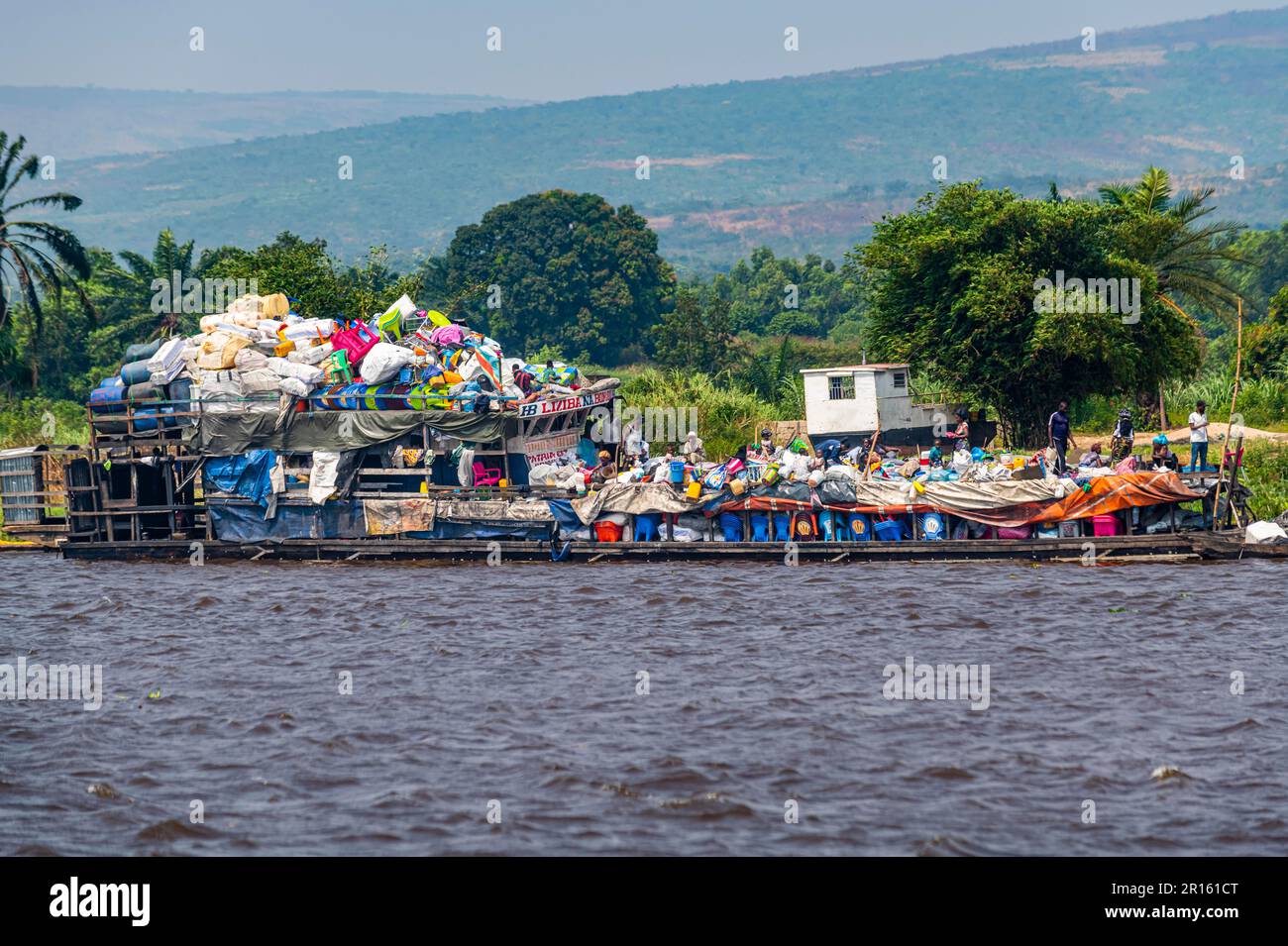 Overloaded riverboat on the Congo river, DR Congo Stock Photo - Alamy